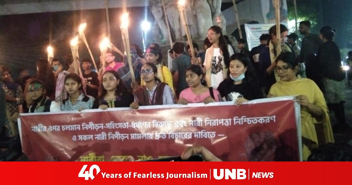 Female students organise torch procession, rally demanding women's safety