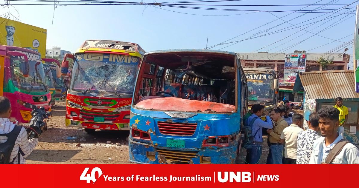 Bus services cut off in Barishal after clash, 150 vehicles vandalised