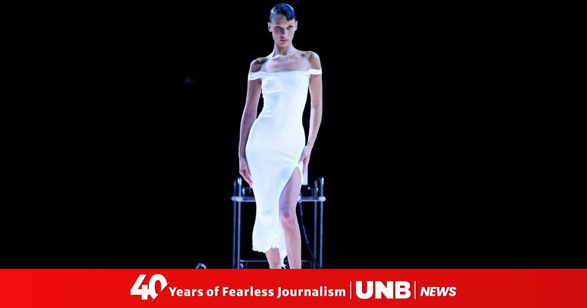 Spray-painted on the body: Bella Hadid’s Paris Fashion Week dress ...