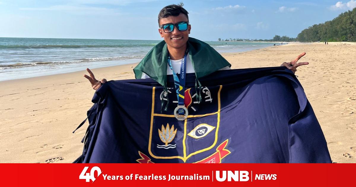 Bangladeshi swimmer Sheikh Jamil completes 10K swim at Oceanman ...